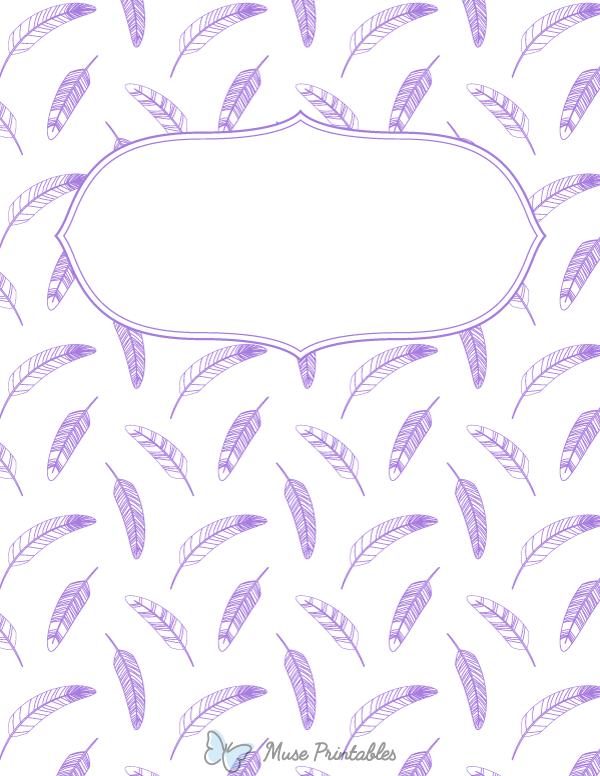 Printable Purple Feather Binder Cover