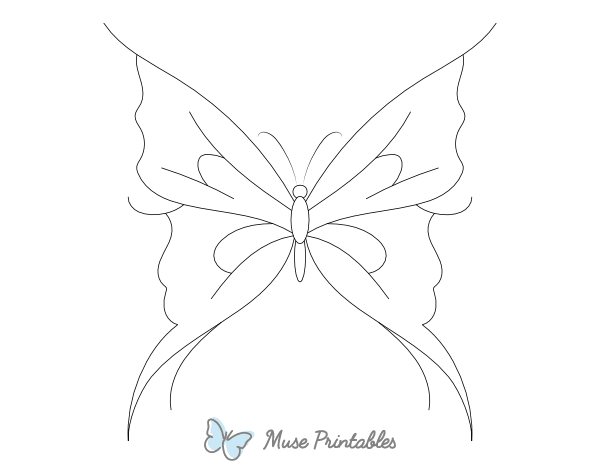 Printable Wispy Butterfly Outline Craft Template