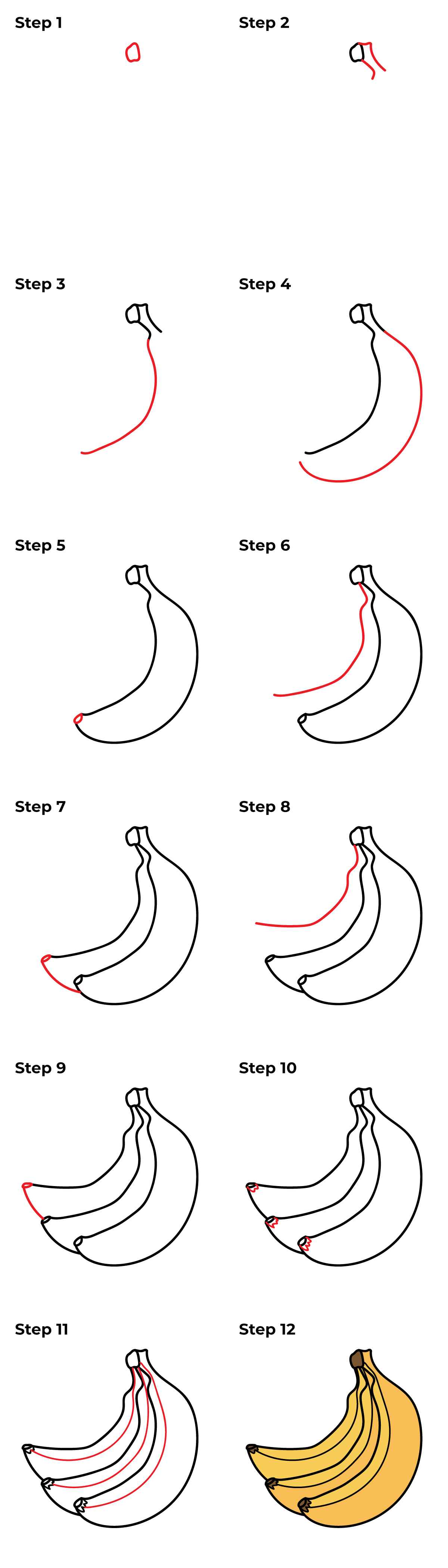 Banana Drawing Step By Step