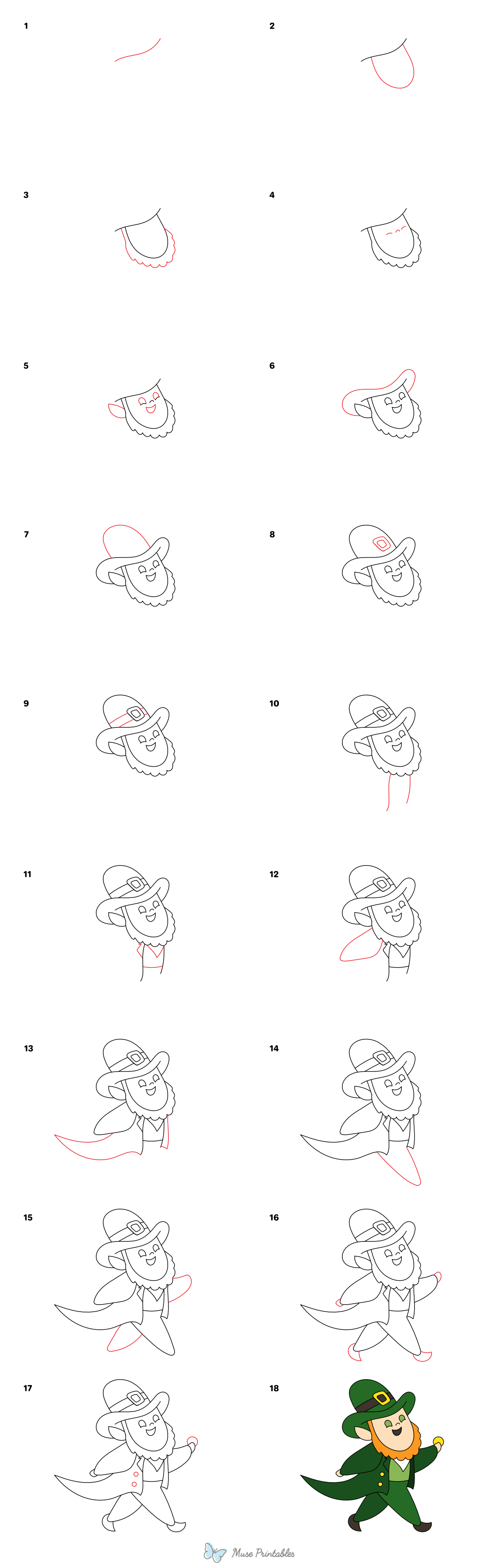 How to Draw a Cartoon Leprechaun