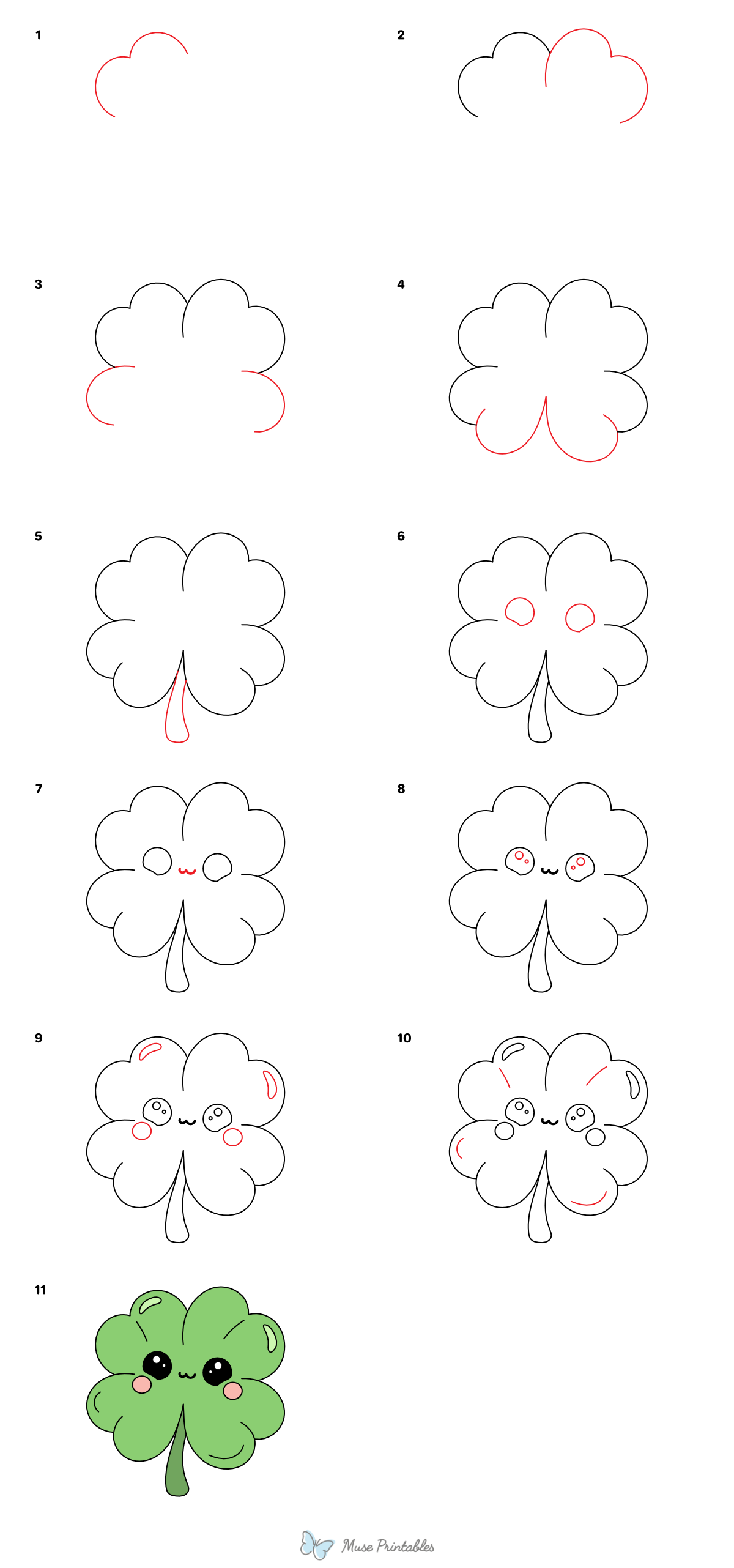 How to Draw a Cute Four Leaf Clover