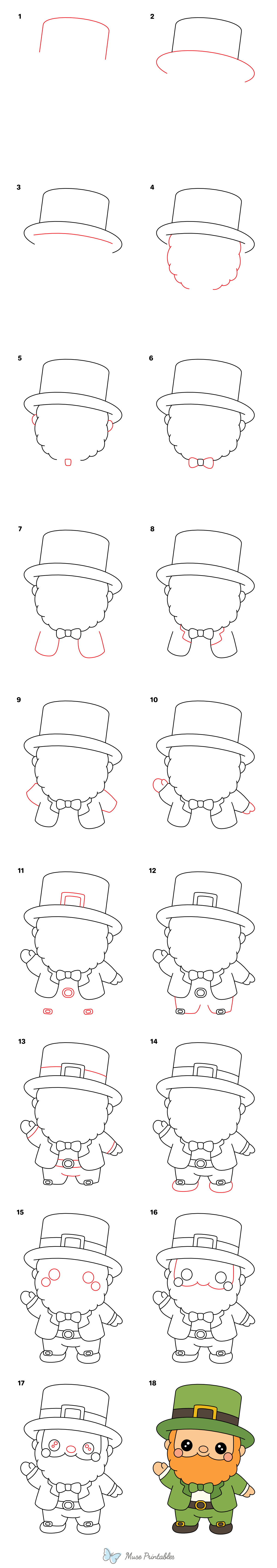 How to Draw a Cute Leprechaun
