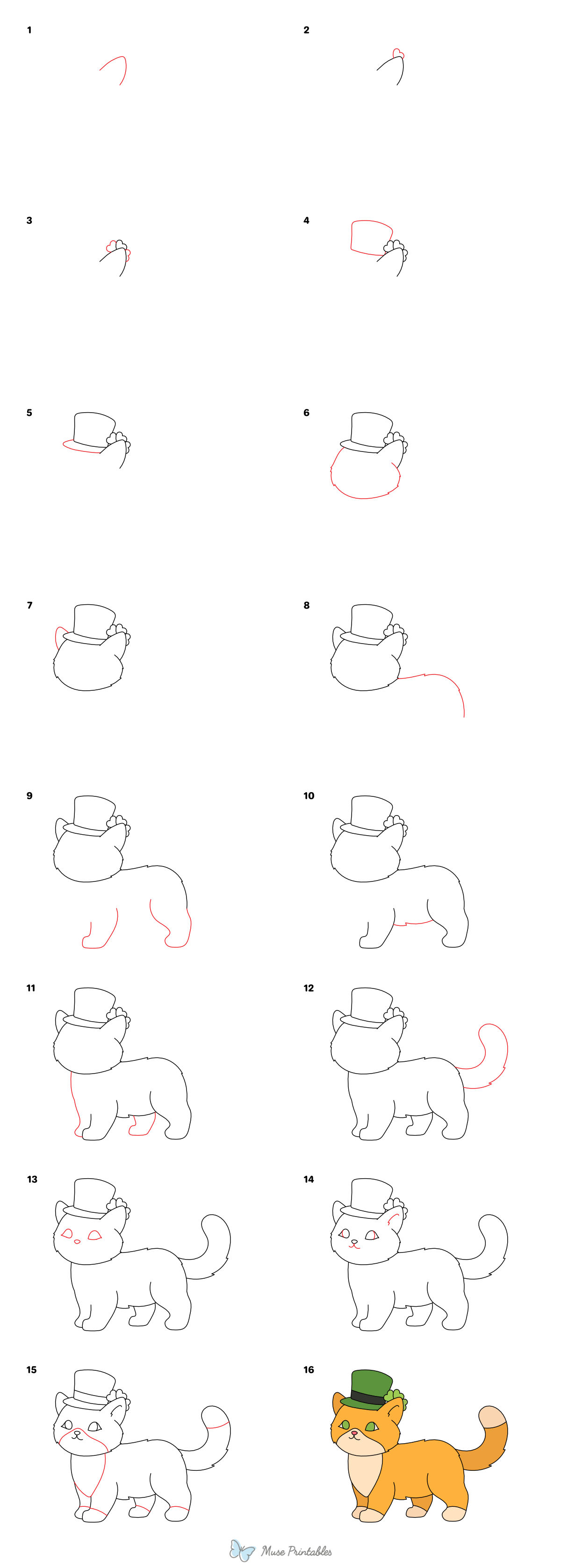How to Draw a Saint Patrick's Day Cat