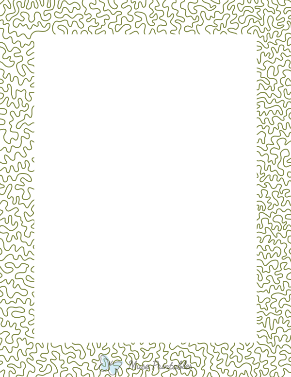 Printable Olive Green Squiggly Line Page Border