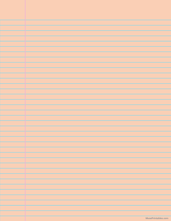 Printable Orange Narrow Ruled Notebook Paper For Letter Paper