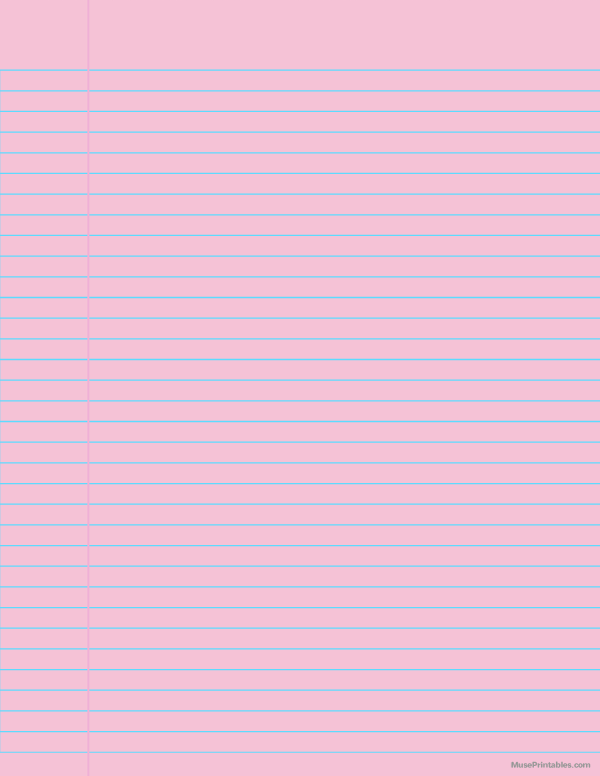 Printable Pink College Ruled Notebook Paper For Letter Paper