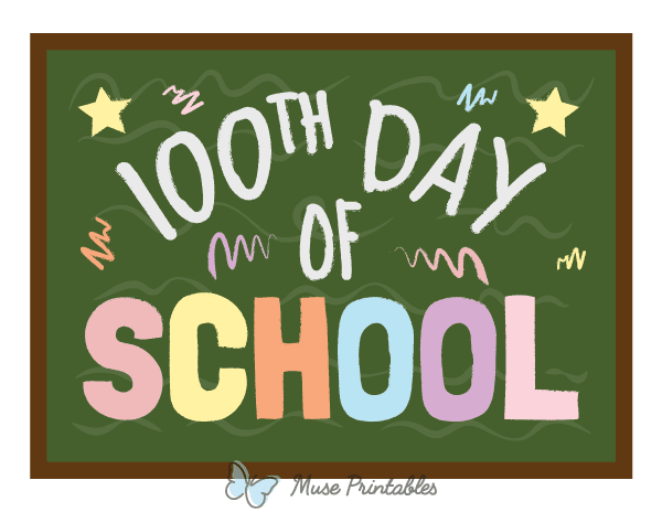 Printable 100th Day of School Chalkboard Photo Booth Prop