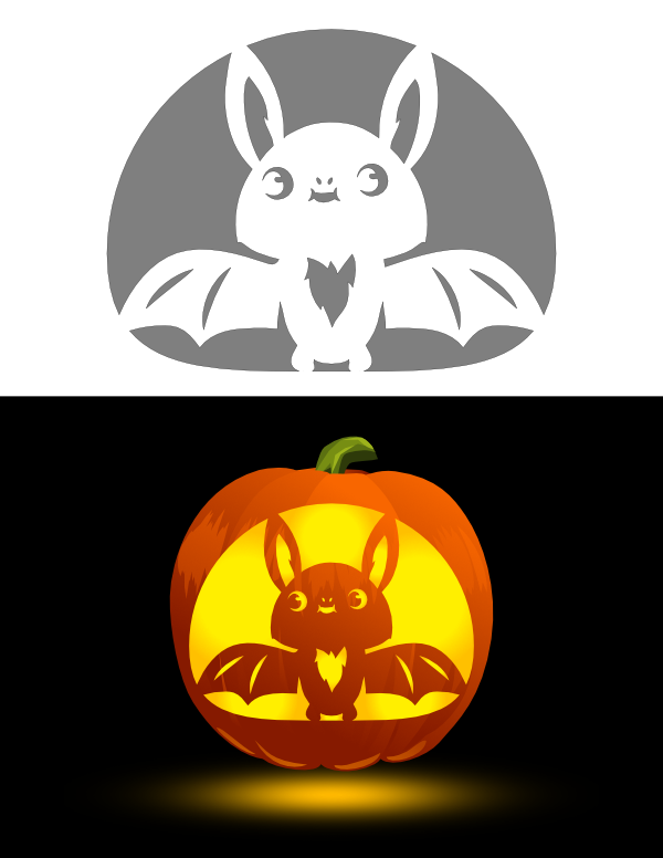 Printable Cute Bat Pumpkin Stencil