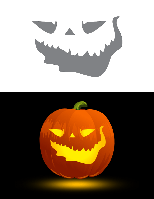 Printable Evil Grin Pumpkin Stencil