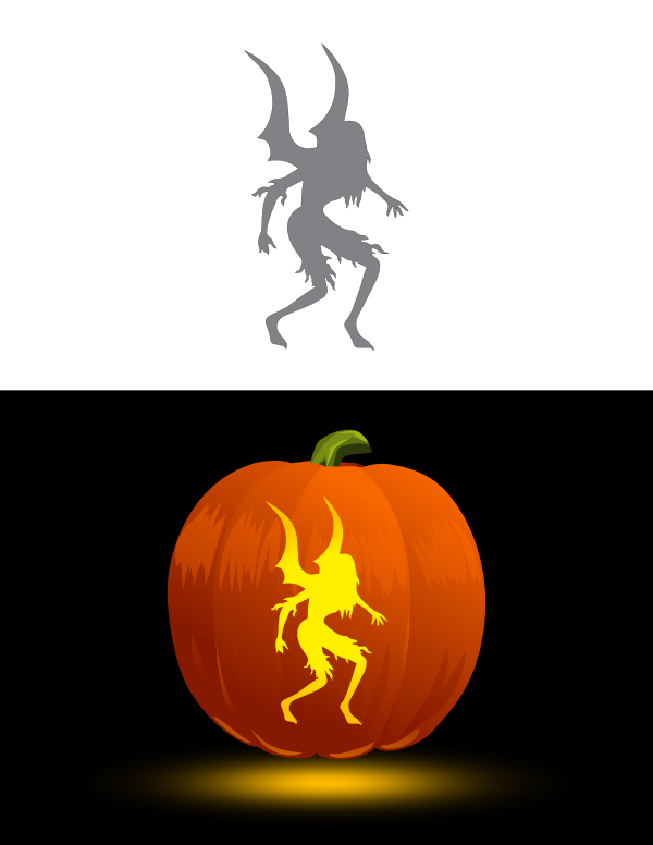 Printable Female Evil Spirit Pumpkin Stencil