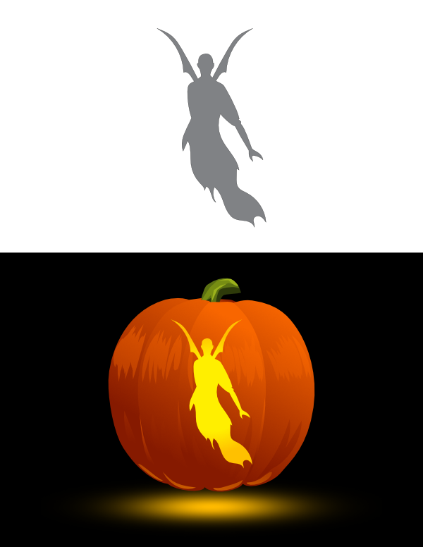 Printable Flying Evil Spirit Pumpkin Stencil