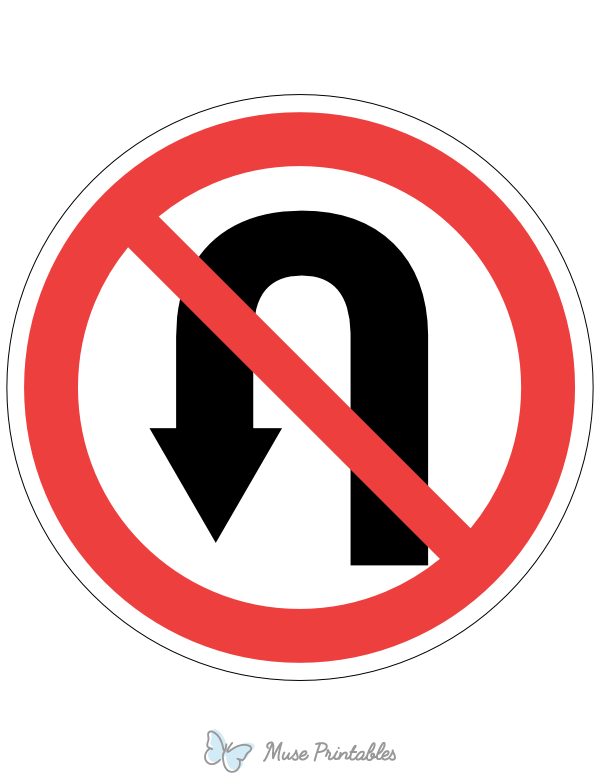 Printable No U Turn Sign Printable No U Turn Sign