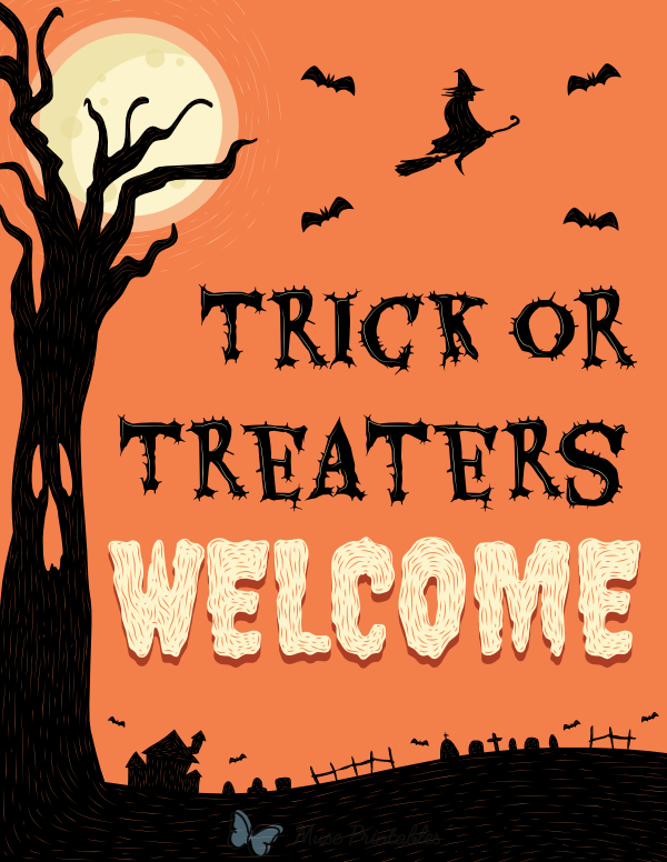 Printable Trick Or Treaters Welcome Sign Printable Trick Or Treaters Welcome Sign