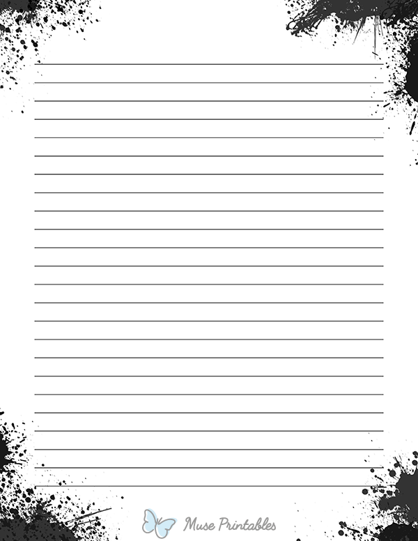 Printable Black And White Paint Splatter Stationery Printable Black And White Paint Splatter Stationery