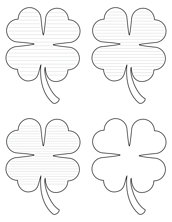 Free Printable Four Leaf Clover Shaped Writing Templates