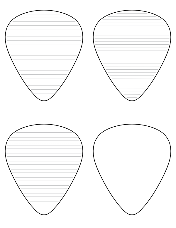 Free Printable Guitar Pick Shaped Writing Templates