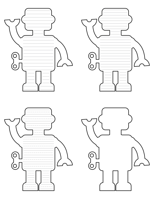 Free Printable Toy Robot Shaped Writing Templates